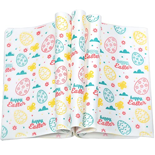 150 Pieces Easter Wax Paper Sheets Wrap Paper Easter Egg Butterfly Grease Resistant Paper Liners Waterproof Paper Food Wrap Wrapping Tissue for Easter Kitchen Handmade Food