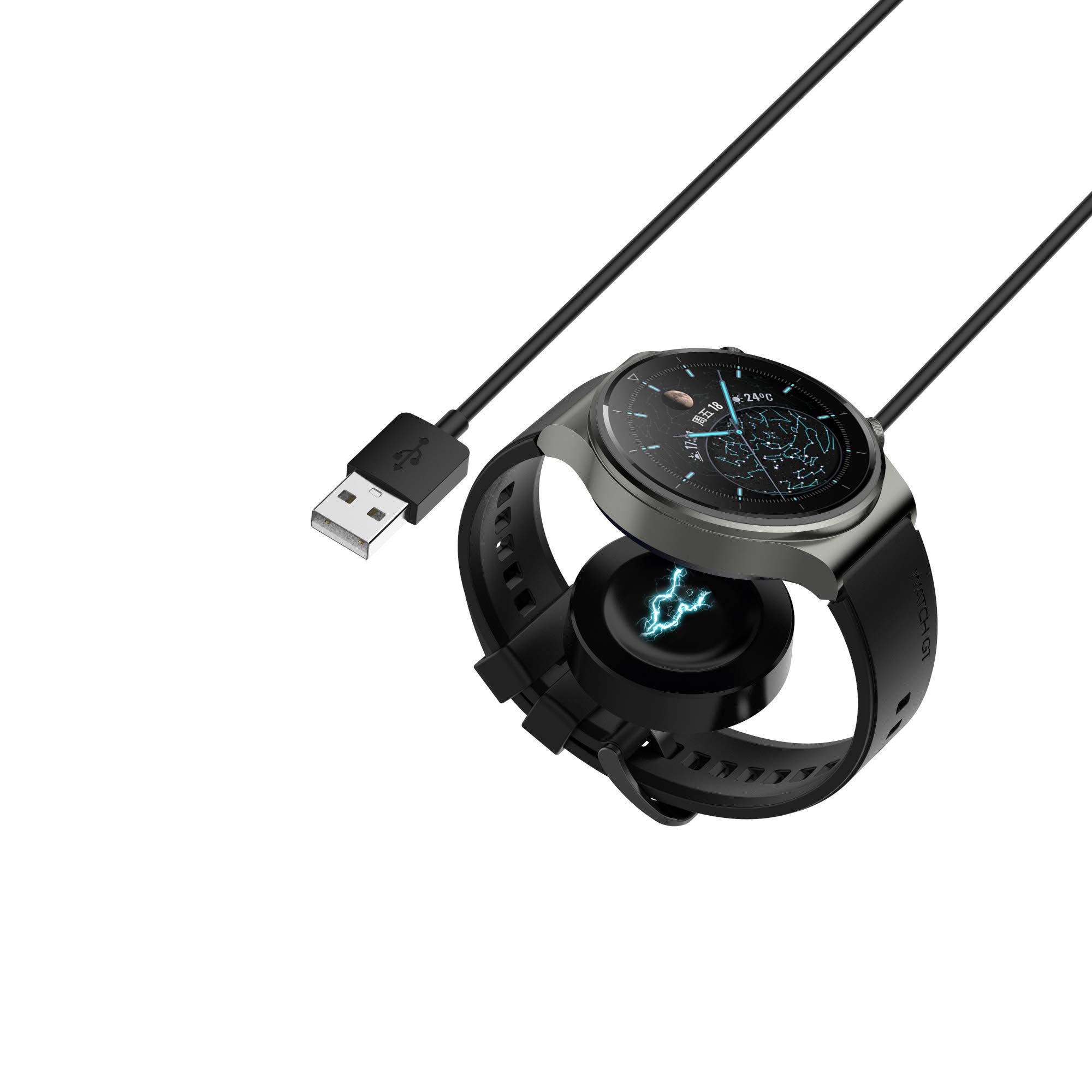 FitTurn Compatible with Huawei Watch Ultimate/GT3/GT Runner/watch3 Pro New/GT2 PRO/GT3 Pro/Watch D Charger Charging Cable -2 Pack 3.3FT Replacement Charging Cradle Adapter Dock for GT3 Smartwatch