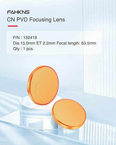 FAHKNS PVD ZnSe CO2 Laser Lens Dia:15mm/0.59" FL63.5mm/2.5" T2.2mm Focus Lens for CO2 Laser Engraving Cutting Engraver/Cutter 50w-100w