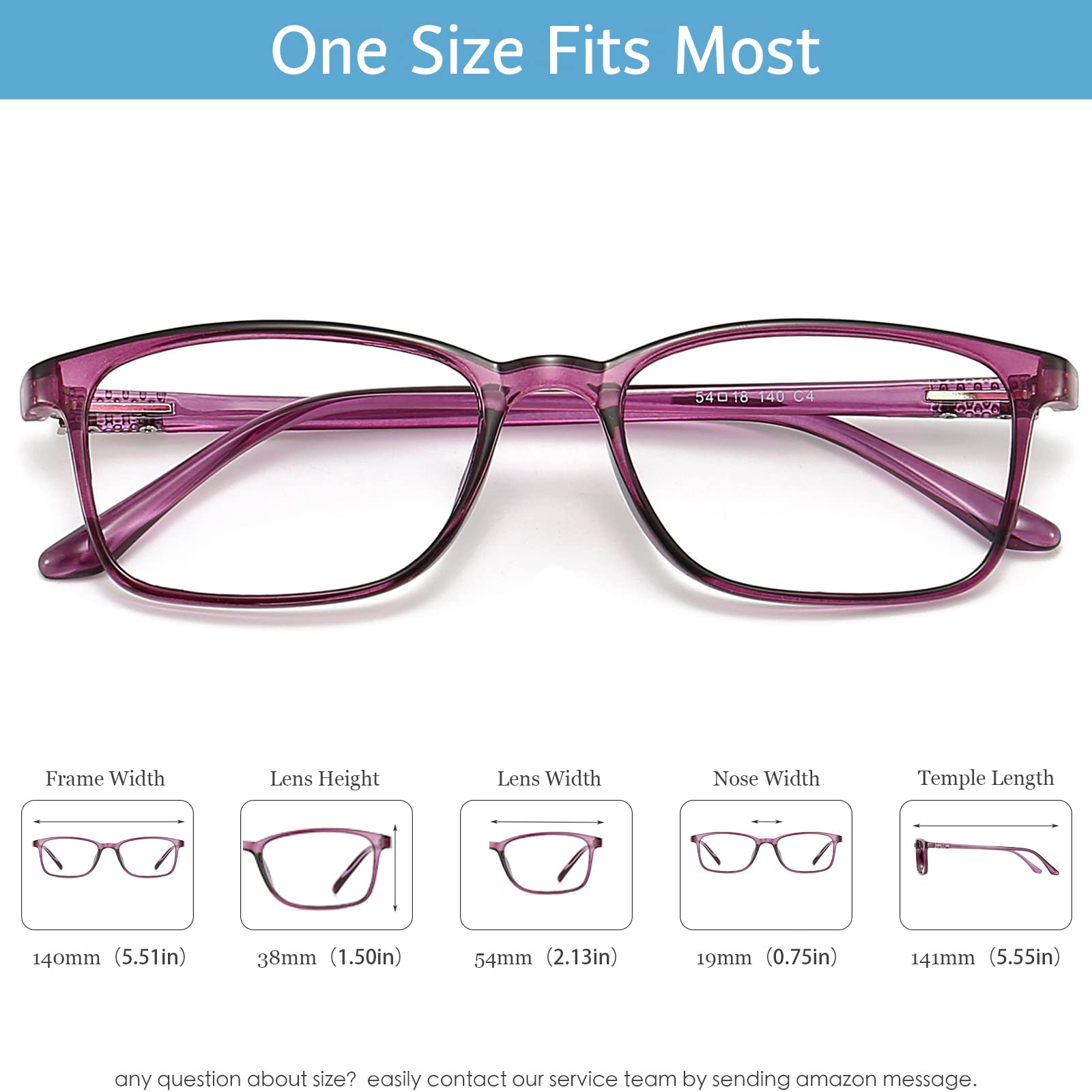ANRRI Non Prescription Glasses for Men Clear Lens Classic Square Purple Frame Eyewear Women