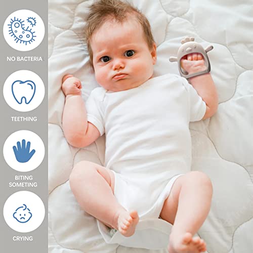 Silicone Baby Teether Toy ，Dust-Proof Infants Chew Toys & Soothing Pacifier 2-in-1，Anti-Dropping Silicone Baby Wrist Teether Soothing Pacifier(1 Packs)