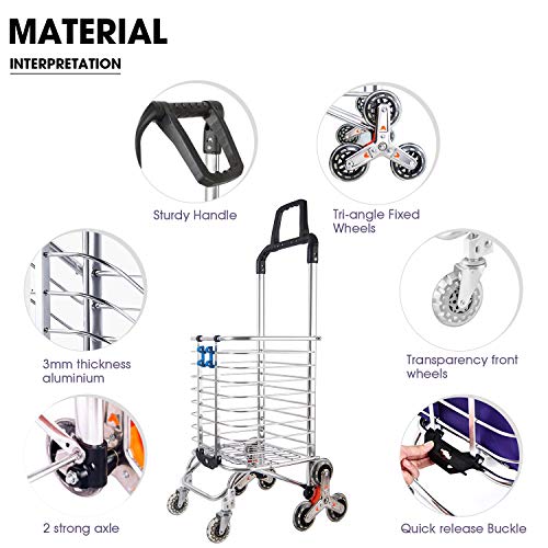 Shopping Cart for Groceries,Folding Shopping Cart Utility Shopping Laundry Cart with Wheels,Small Size (Blue)