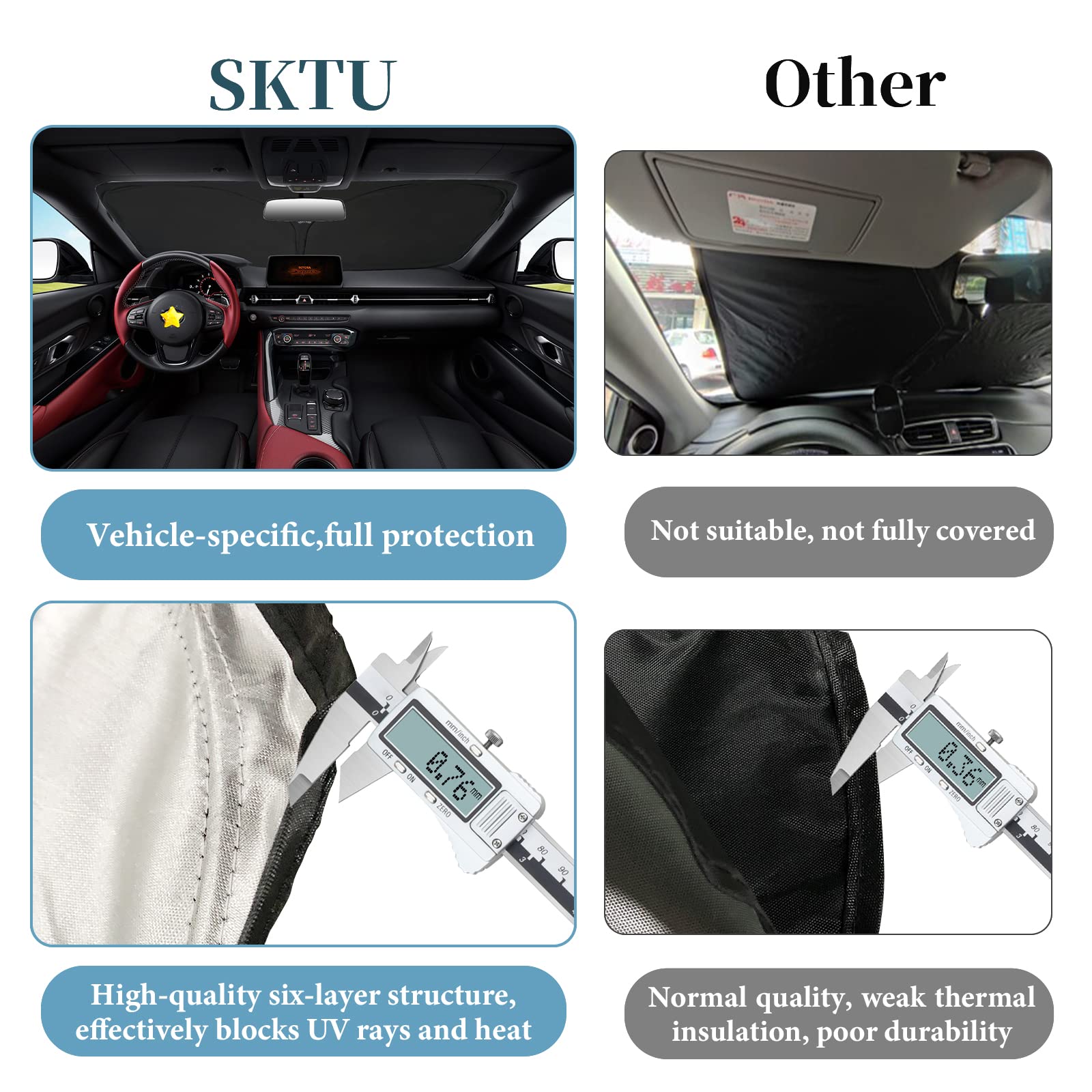 SKTU 2024 2025 Supra Front Windshield Sunshade for 2020 2021 2022 2023 2024 2025 Toyota GR Supra Windshield Sun Shade Foldable for Blocks UV Rays and Blocks Heat and Sun Keeps Vehicle Cool
