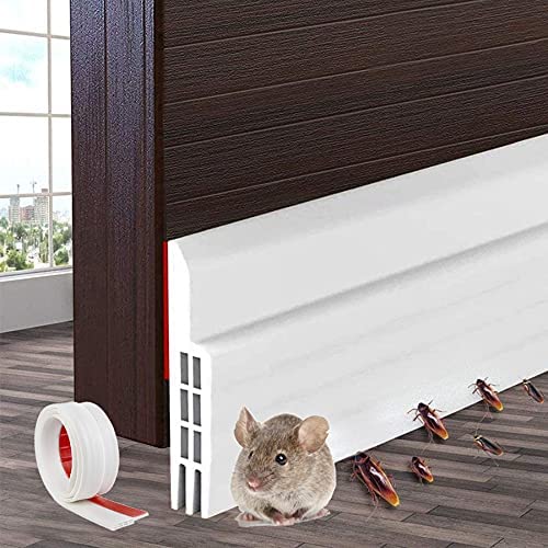 Door Draft Stopper Under Door Draft Blocker Insulator Door Sweep Weather Stripping Noise Stopper Strong Adhesive 2" Width x 39" Length (White)