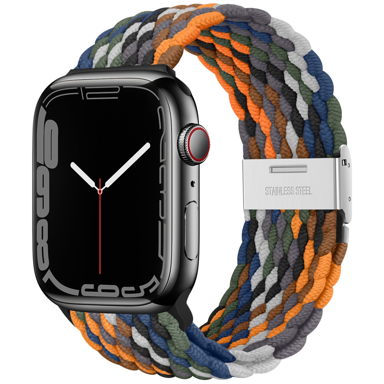 Qimela Compatible with Apple Watch Band 38mm 40mm 41mm 42mm 44mm 45mm 46mm 49mm for Women Men,Sport Solo Loop Strap Stretchy Nylon Braided Wristband for iWatch Series 10 9 8 7 6 SE 5 4 3 Ultra 2 1