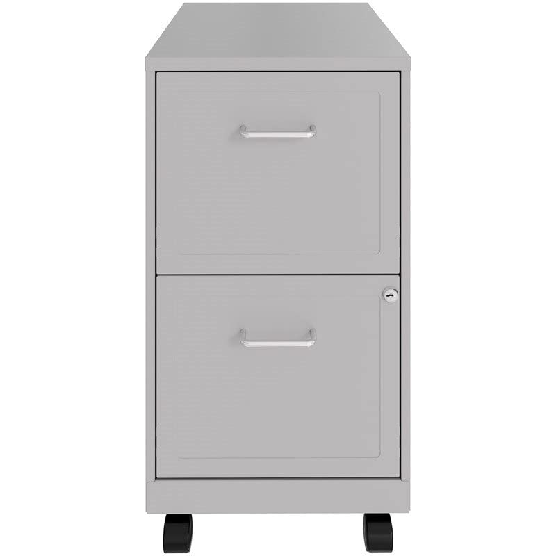 Scranton & Co Mobile 2 Drawer Metal Vertical File Cabinet, Letter-Size, in Arctic Silver, Partially Assembled