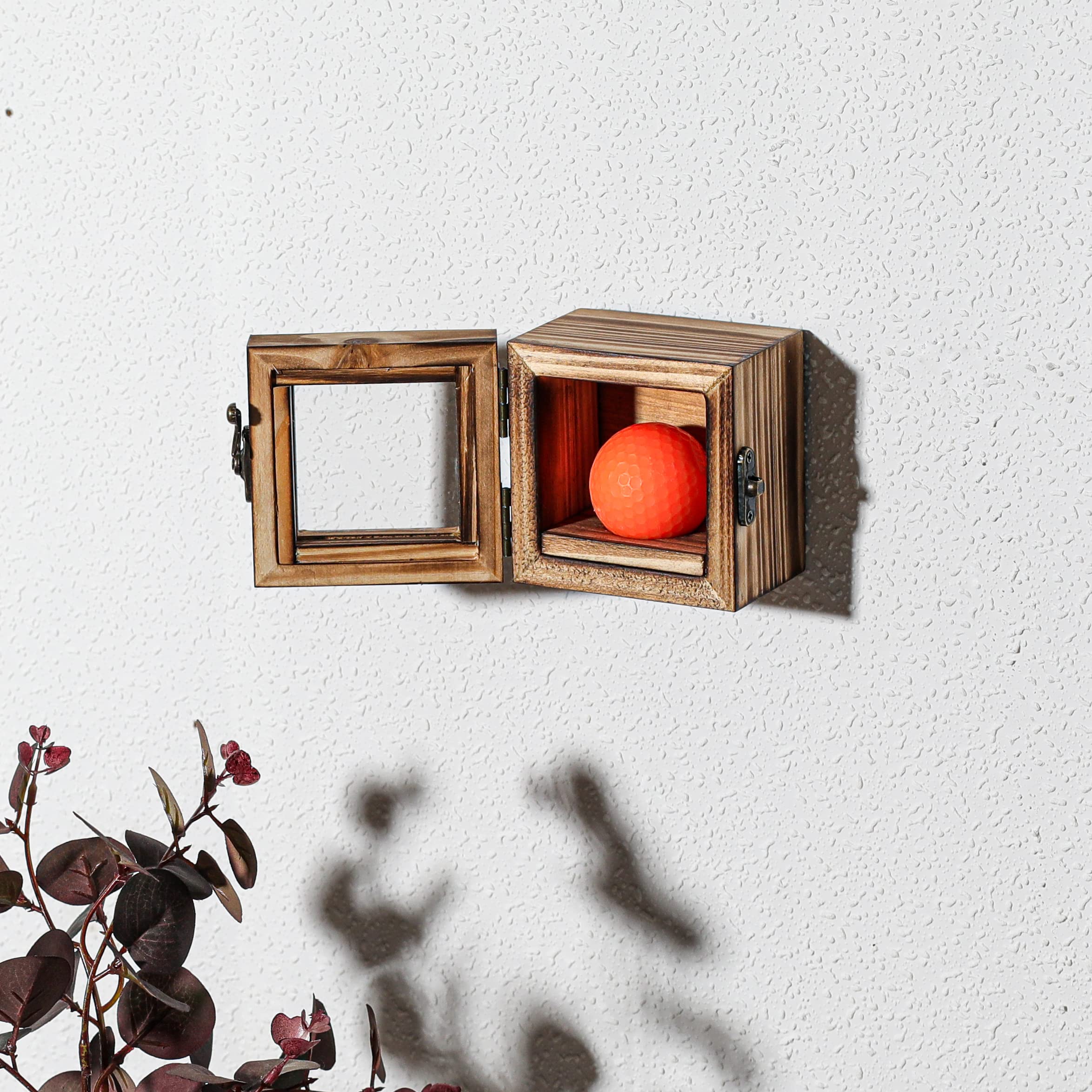 Freezing point Golf Ball Display Case Hole in One Golf Ball Small Wood Shadow Box Wall Rack Holder Golf Gifts for Kids Womens Mens