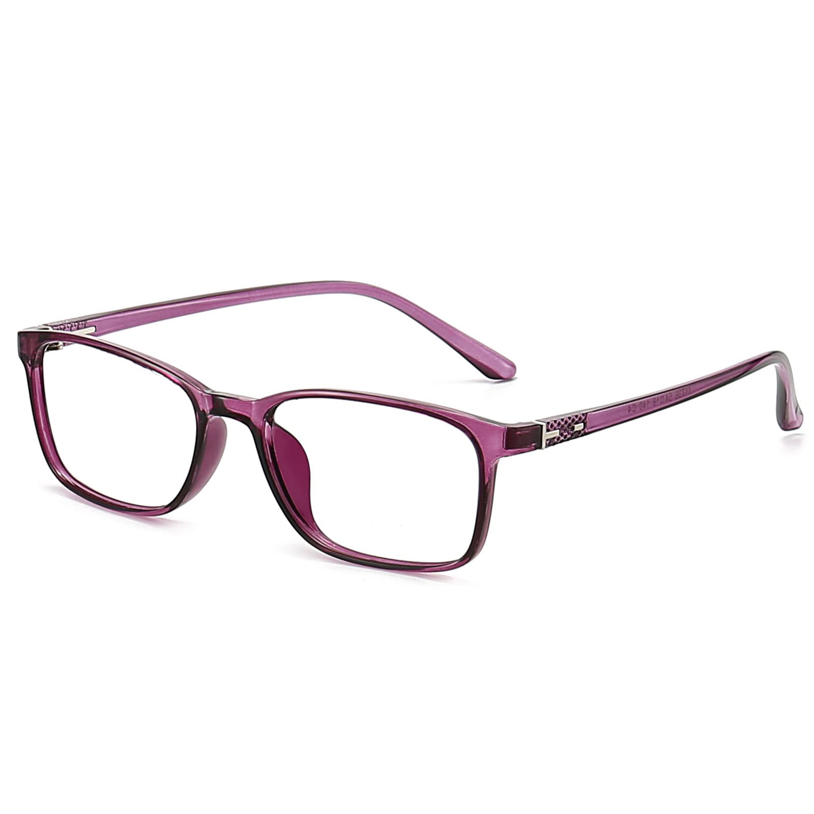 ANRRI Non Prescription Glasses for Men Clear Lens Classic Square Purple Frame Eyewear Women