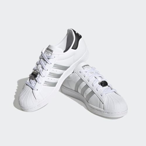 adidas Women's Superstar Sneaker, White/Silver Metallic/Black, 9