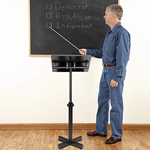 Bonnlo Classic Lectern Podium Stand, Height Adjustable Church Classroom Lecture, Portable Presentation Concert Podium, Multi-Function Reading or Laptop Desk with Edge Stopper, Black