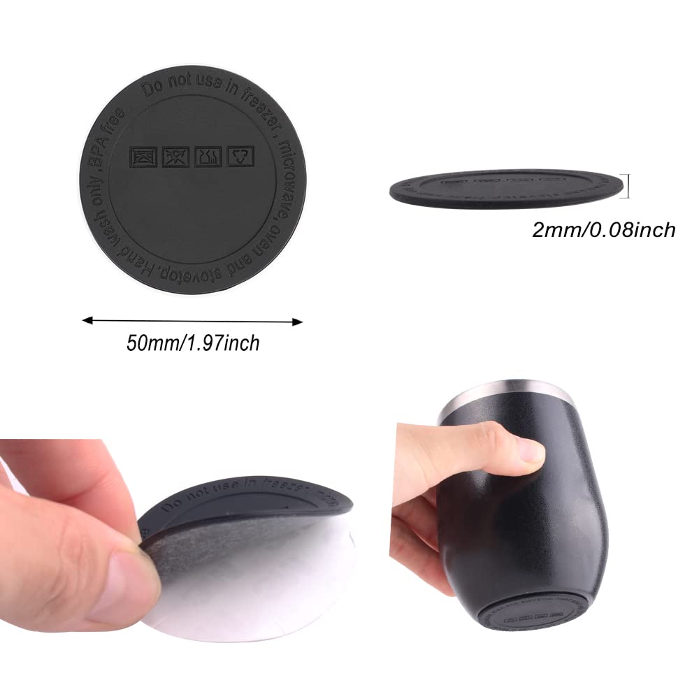 Silicone Bottom for Tumblers, Protective Anti-Slip Rubber Bottom with Adhesive Wine Cup thermal bottle Skinny Straight Slim Tumblers Mason Jars, 20pack (50mm, black)
