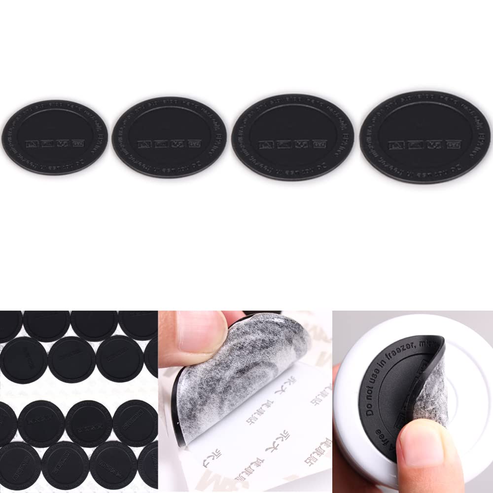 Silicone Bottom for Tumblers, Protective Anti-Slip Rubber Bottom with Adhesive Wine Cup thermal bottle Skinny Straight Slim Tumblers Mason Jars, 20pack (50mm, black)