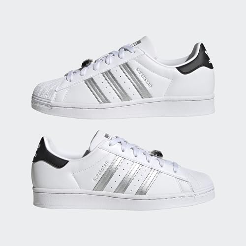adidas Women's Superstar Sneaker, White/Silver Metallic/Black, 9