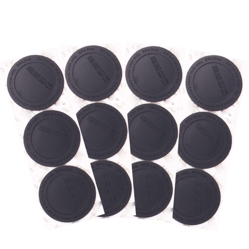Silicone Bottom for Tumblers, Protective Anti-Slip Rubber Bottom with Adhesive Wine Cup thermal bottle Skinny Straight Slim Tumblers Mason Jars, 20pack (50mm, black)