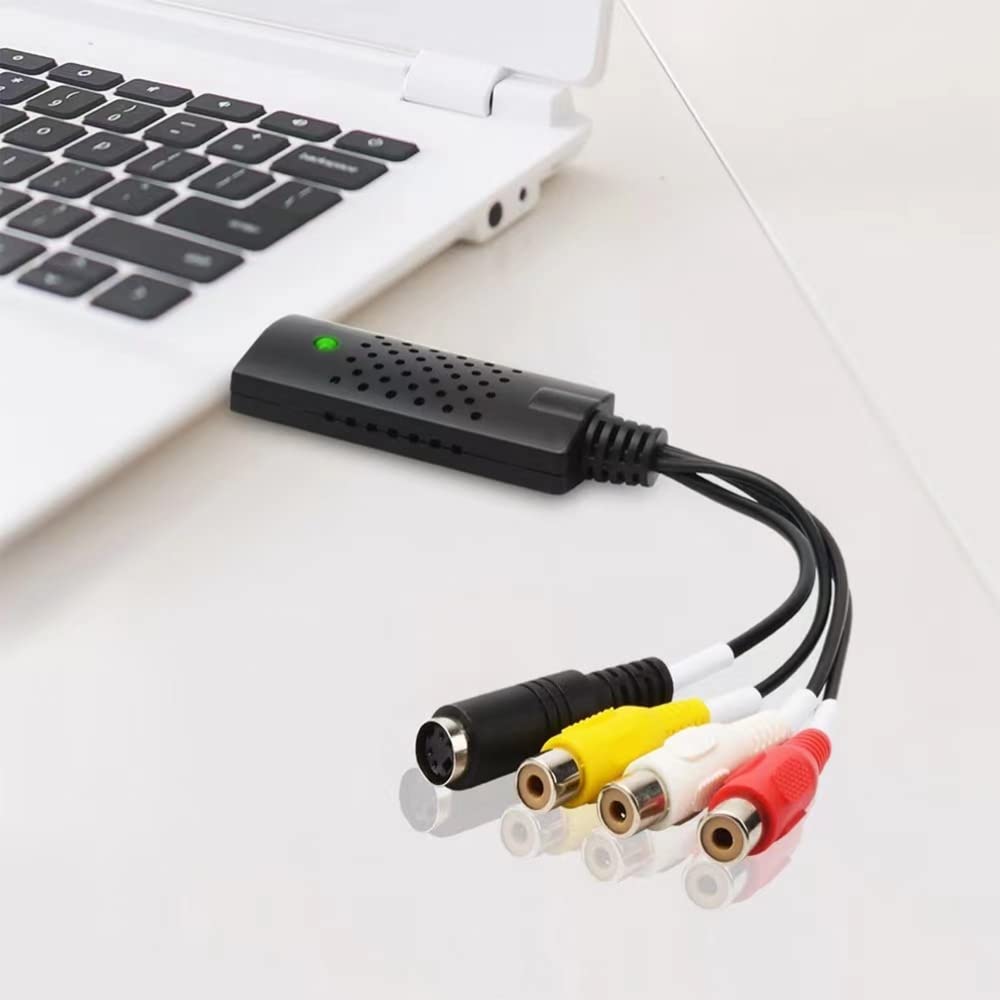 Siiqiico VHS to Digital Converter, Video Grabber USB Capture Card,, USB 2.0 Video Audio Grabber, Audio Video Digitize Converter Adapter VCR to DVD Converter for Windows/Mac (VHS to Digital)