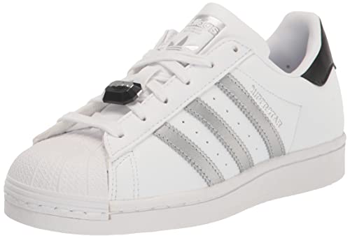 adidas Women's Superstar Sneaker, White/Silver Metallic/Black, 9