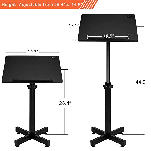 Bonnlo Classic Lectern Podium Stand, Height Adjustable Church Classroom Lecture, Portable Presentation Concert Podium, Multi-Function Reading or Laptop Desk with Edge Stopper, Black