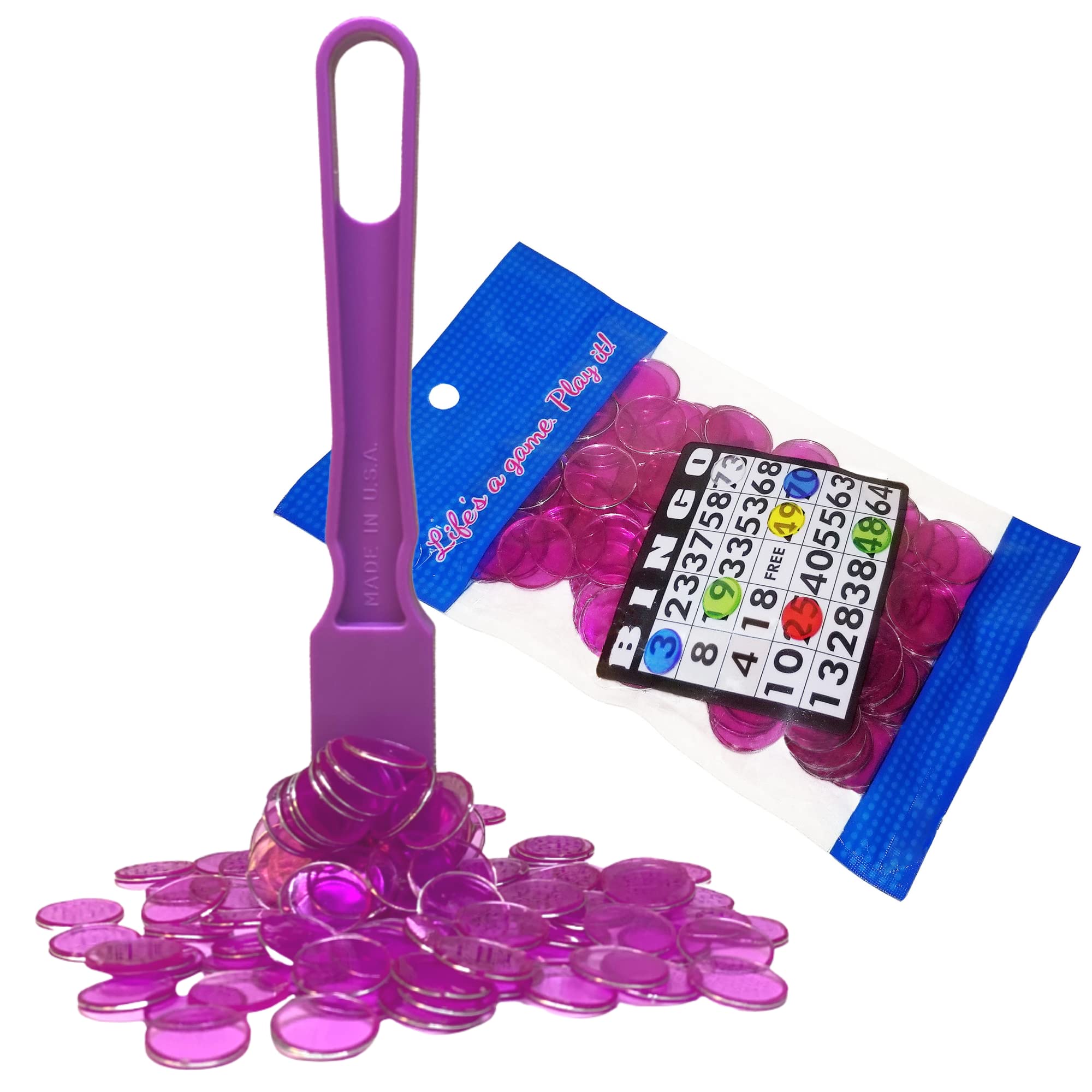 MR CHIPS Made in USA Magnetic Wand with 100 Bingo Plus Extra Purple
