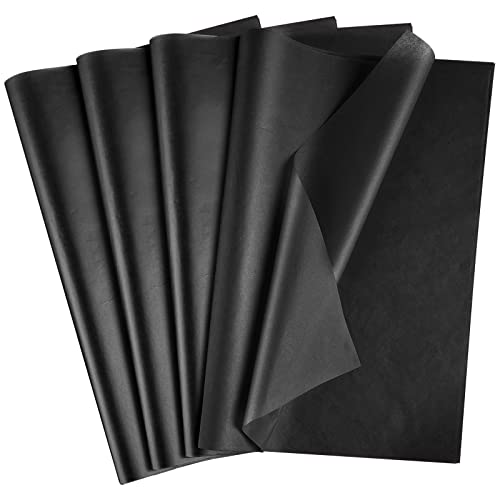 AORZIT Black Tissue Paper 80 Sheets Black Wrapping Tissue Paper Bulk 14x20 Inch Black Tissue Paper for Gift Bag Wrapping DIY Crafts Shredded Filler Birthday Graduation Halloween Party Decor (Black)