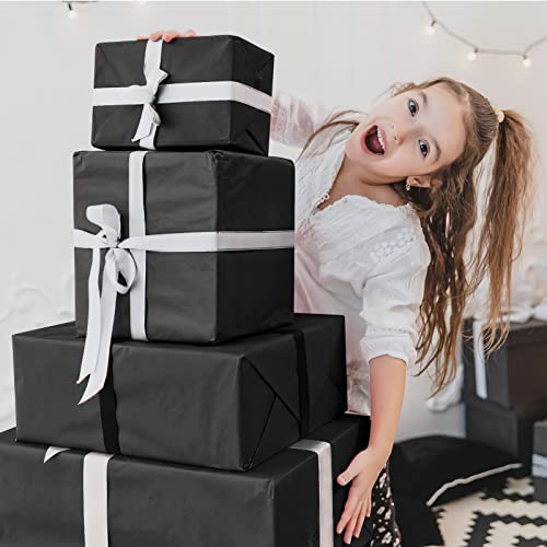 AORZIT Black Tissue Paper 80 Sheets Black Wrapping Tissue Paper Bulk 14x20 Inch Black Tissue Paper for Gift Bag Wrapping DIY Crafts Shredded Filler Birthday Graduation Halloween Party Decor (Black)