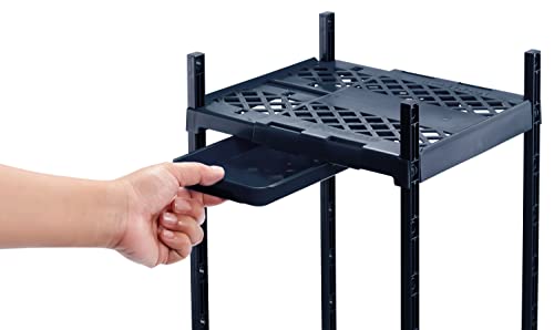 LockerMate, Black Double Shelf, Adjustable Width and Height to Fit Most School Lockers