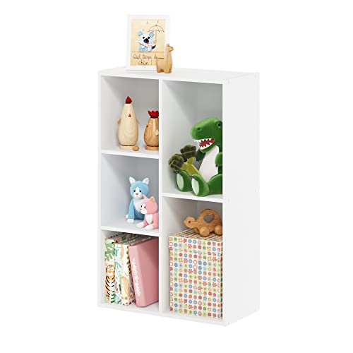 Furinno Luder 5-Cube No Tool Assembly Open Shelf, White