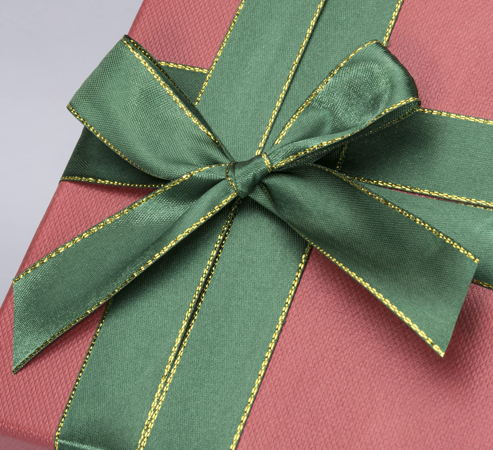 YASEO 25 Yards 1 Inch Dark Green Satin Ribbon with Gold Edges, Gold Border Fabric Ribbons for Gift Wrapping and Crafts