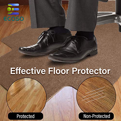 ECOSO Office Chair Mat for Hardwood/ Tile Floor, with Lip, 36"x 48",0.16" Thick, Hard Floor Protector, Anti Slip, Self Adhesive and ECO Friendly, Floor Mat for Office/Home. (Brown)