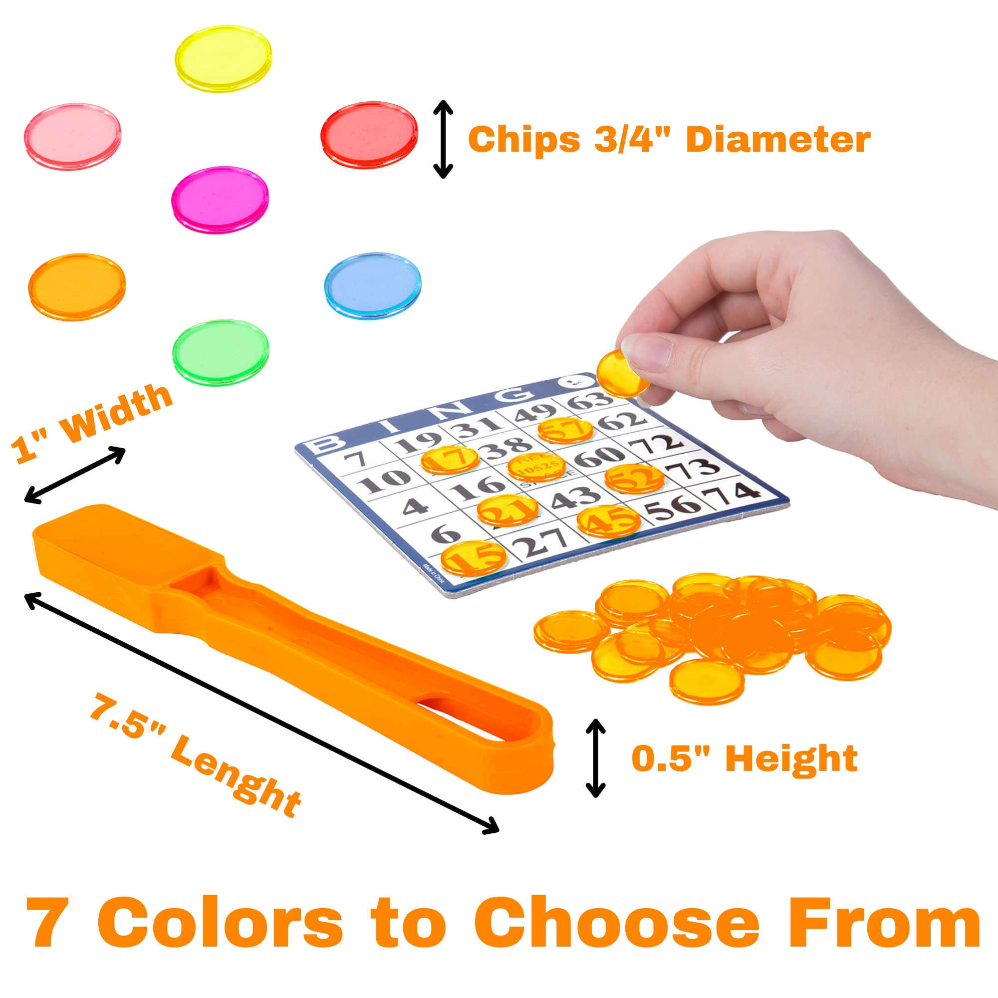 MR CHIPS Made in USA Magnetic Wand with 100 Bingo Plus Extra Orange Chips