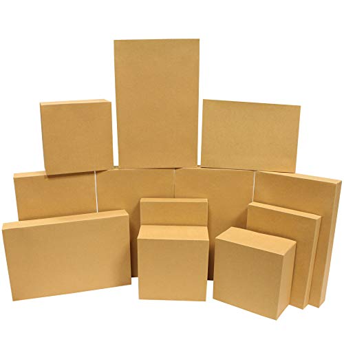JOYIN 12 Pieces Brown Kraft Cardboard Boxes Gift Wrap for Christmas Holiday, Festive Xmas Wrapping Shirt and Lingerie Cupcake DIY Boxes