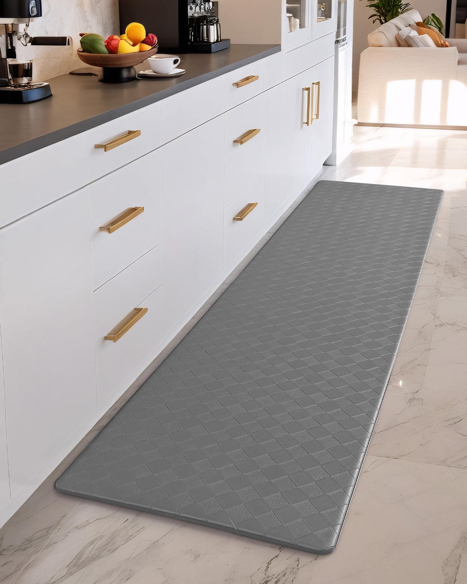 Color&Geometry Kitchen Mats for Floor Cushioned Anti Fatigue, Kitchen Floor Mats Non Slip in Front of Sink, Foam Padded Kitchen Mats for Standing Comfortable, Grey Long Kitchen Mat 17"X71"