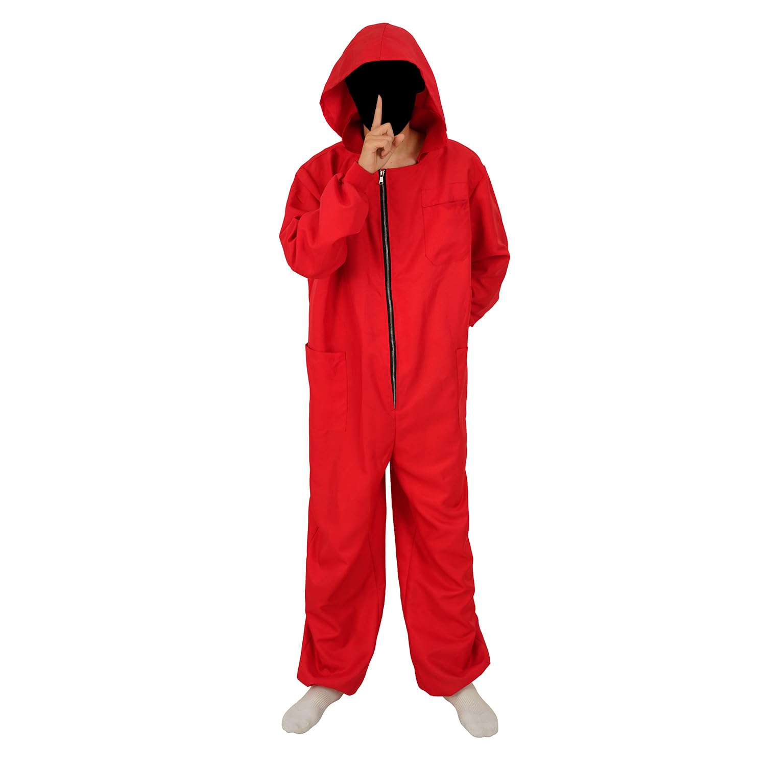 Uisozsfeb Unisex Red Jumpsuits Mask Halloween Party Costume Full Set(20284, 2XL)