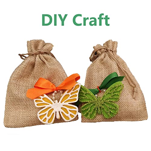 Tomkity 100 Pcs 3x4 Inch Linen Burlap Bags with Drawstring Reusable for Jewelry Wedding Party DIY Craft Gift Bags