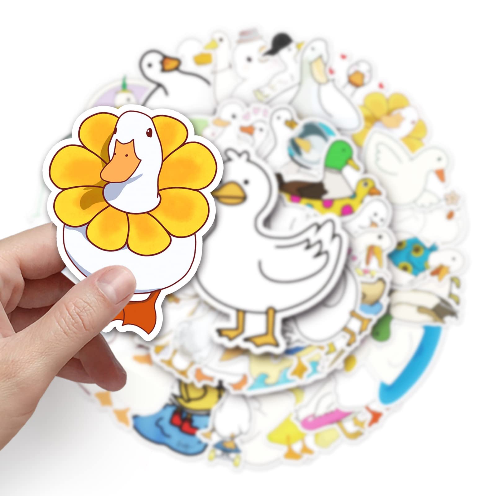 Cute Duck Stickers, 50 Pcs Simulation Cartoon Ducks Vinyl Waterproof Decal,Kids Cognition Sticker Pack for Laptop,Water Bottle,Phone,Desk