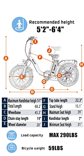 NARRAK Electric Fat Tires Folding Bike, 750W Brushless Motor Peak 1100W, 48V13Ah Removable Battery, Max 28Mph, LCD Display, Suspension, Step-Over/Through Frame for Adult (S128-WHITE)