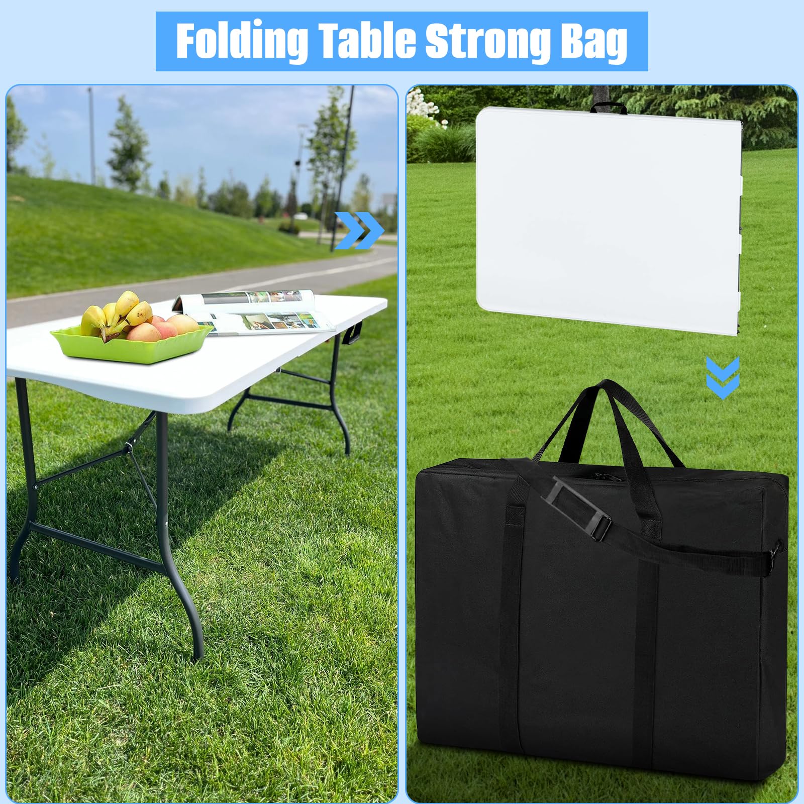 SIRUITON Folding Table Storage Bag, Portable 600D WaterProof Carry Bag for Folding Picnic/Camp Tables with Reinforcing Plate & Shoulder Strap, 24" D x 24" W x4.5 H Fits 4FT Folding Tables(bag only)