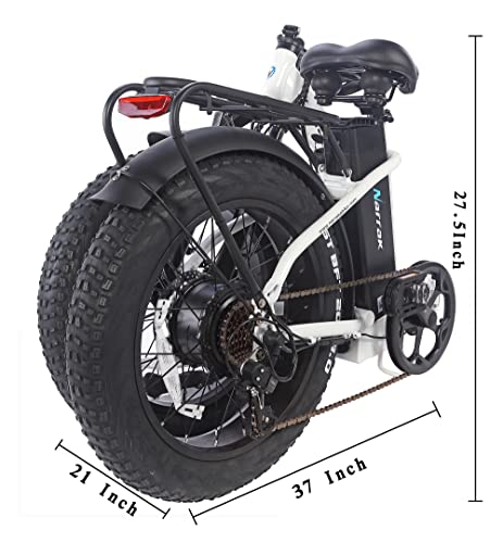 NARRAK Electric Fat Tires Folding Bike, 750W Brushless Motor Peak 1100W, 48V13Ah Removable Battery, Max 28Mph, LCD Display, Suspension, Step-Over/Through Frame for Adult (S128-WHITE)