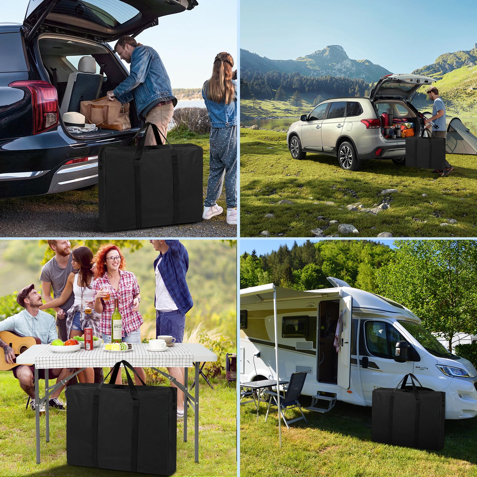 SIRUITON Folding Table Storage Bag, Portable 600D WaterProof Carry Bag for Folding Picnic/Camp Tables with Reinforcing Plate & Shoulder Strap, 24" D x 24" W x4.5 H Fits 4FT Folding Tables(bag only)
