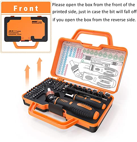 Household Ratchet Screwdriver Set, JAKEMY Precision Screwdriver Repair Tool Kit with 65 Magnetic Screw Driver Bits for Furniture Disassembling, Bike, Car, Computer Assembly, Electronic Devices