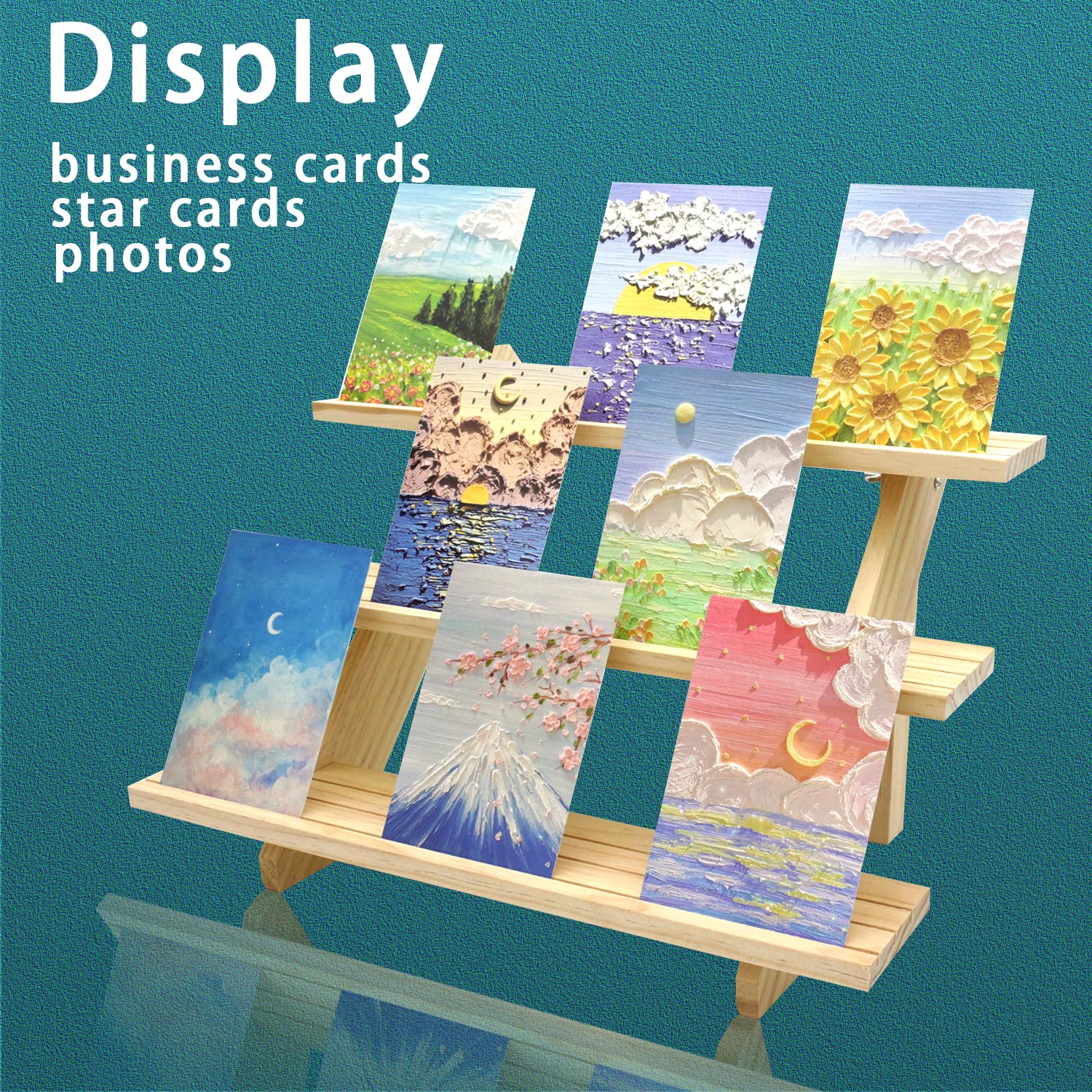 Auroal 3 Tier Earring Display Stands For Selling, Retail Display Riser Earring, Ring Holder Stand, Removable Countertop Small Merchandise Display Stand, for Figures,Cupcake, Photo (Wood color)