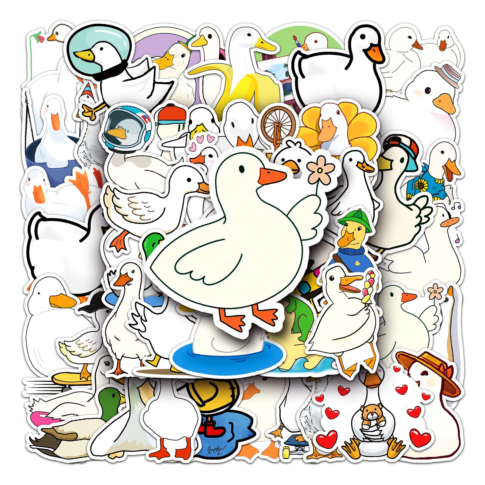 Cute Duck Stickers, 50 Pcs Simulation Cartoon Ducks Vinyl Waterproof Decal,Kids Cognition Sticker Pack for Laptop,Water Bottle,Phone,Desk