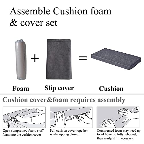 Piano Bench Cushions with Ties Non Slip Memory Foam for Indoor Shoe Storage, Window Seat, Patio Seating, Dining Room Sette Bench pad 30x14 inch, Grey