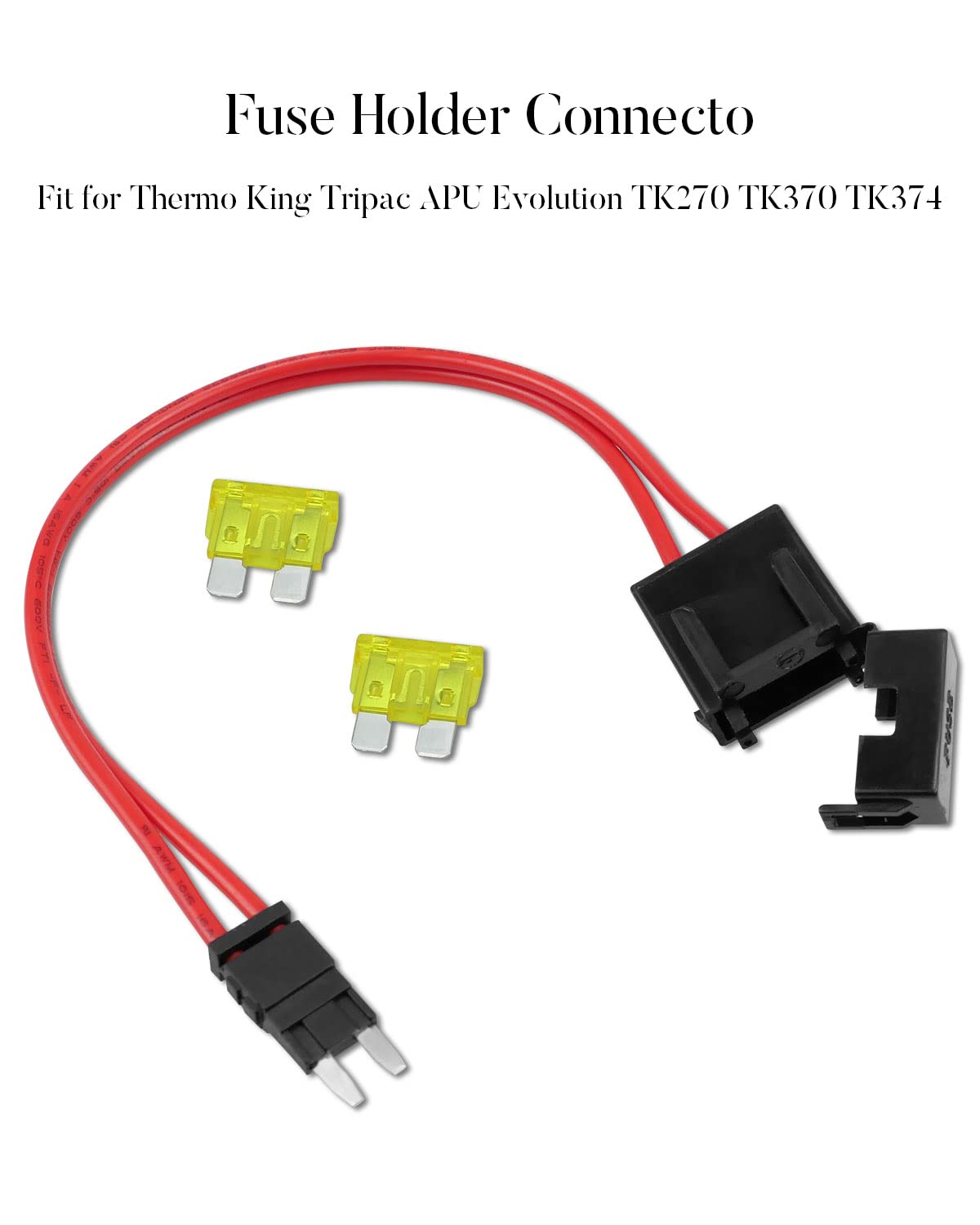 Tavaski Car Fuse Holder Connector, 32V 20 Amp 16 AWG, Tap and Test Automotive Circuits Red Wire Cable, Fit for Mini ATM Fusebox Panels 11.5 Inch, with 2Pcs 20A Fuses