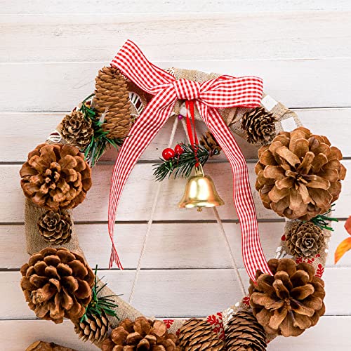 TOXOY 3 Rolls Red Gingham Ribbon and 18PCS Easter Kraft Gift Bags