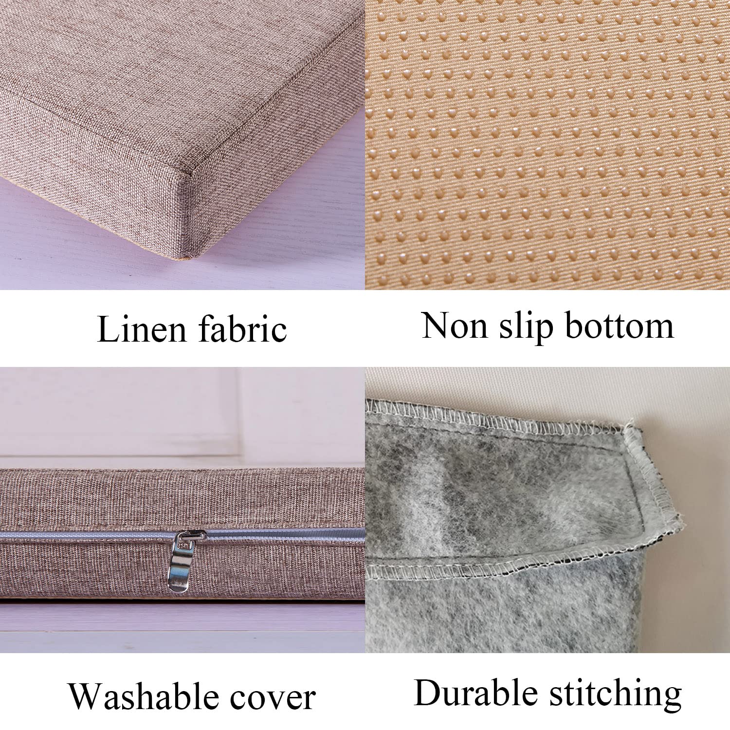 Piano Bench Cushions with Non Slip for Indoor Shoe Storage, Window Seat, Patio Seating, Dining Settee Bench Pad 30x14 inch, Khaki