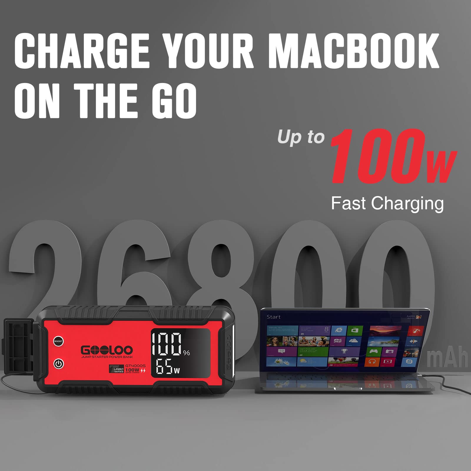 GOOLOO GT4000S Jump Starter 100W Two-Way Fast-Charging Portable Car Jump Starter EVA Storage Case