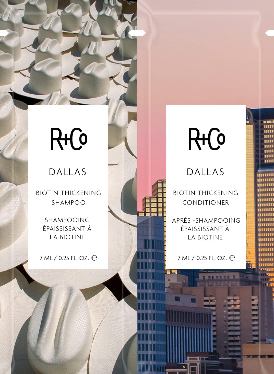 R+Co Dallas Biotin Thickening Shampoo, Conditioner, and Thickening Treatment Packet | Weightless Hydration, Strengthens + Enhances Shine | Vegan + Cruelty-Free | 0.23 Fl Oz (Pack of 3)