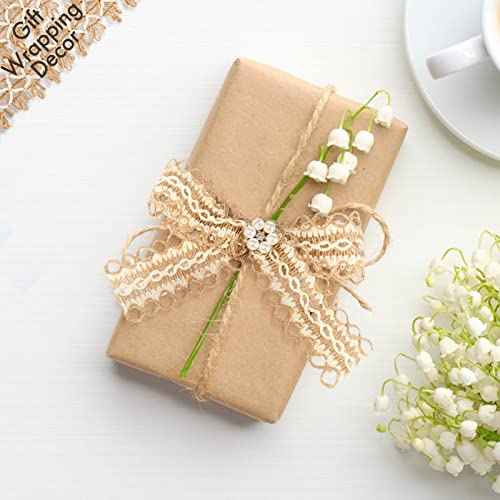 VGOODALL Jute Ribbons, 8 Rolls Burlap Lace Ribbons Rustic Ribbons for Crafts Gift Wrapping Party Decor