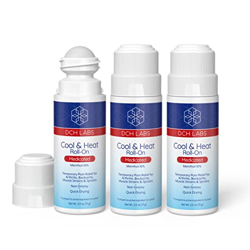 DCH Labs Cool & Heat Roll-On Pain Relief for Arthritis, Backaches, Muscle Strains, and Sprains - 2.5 oz (3-Pack)