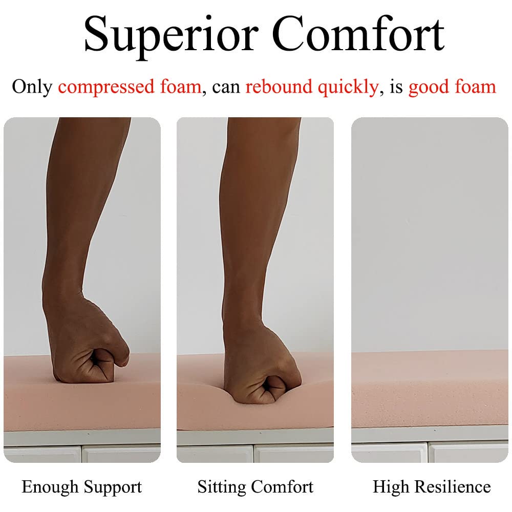 Piano Bench Cushions with Non Slip for Indoor Shoe Storage, Window Seat, Patio Seating, Dining Settee Bench Pad 30x14 inch, Khaki